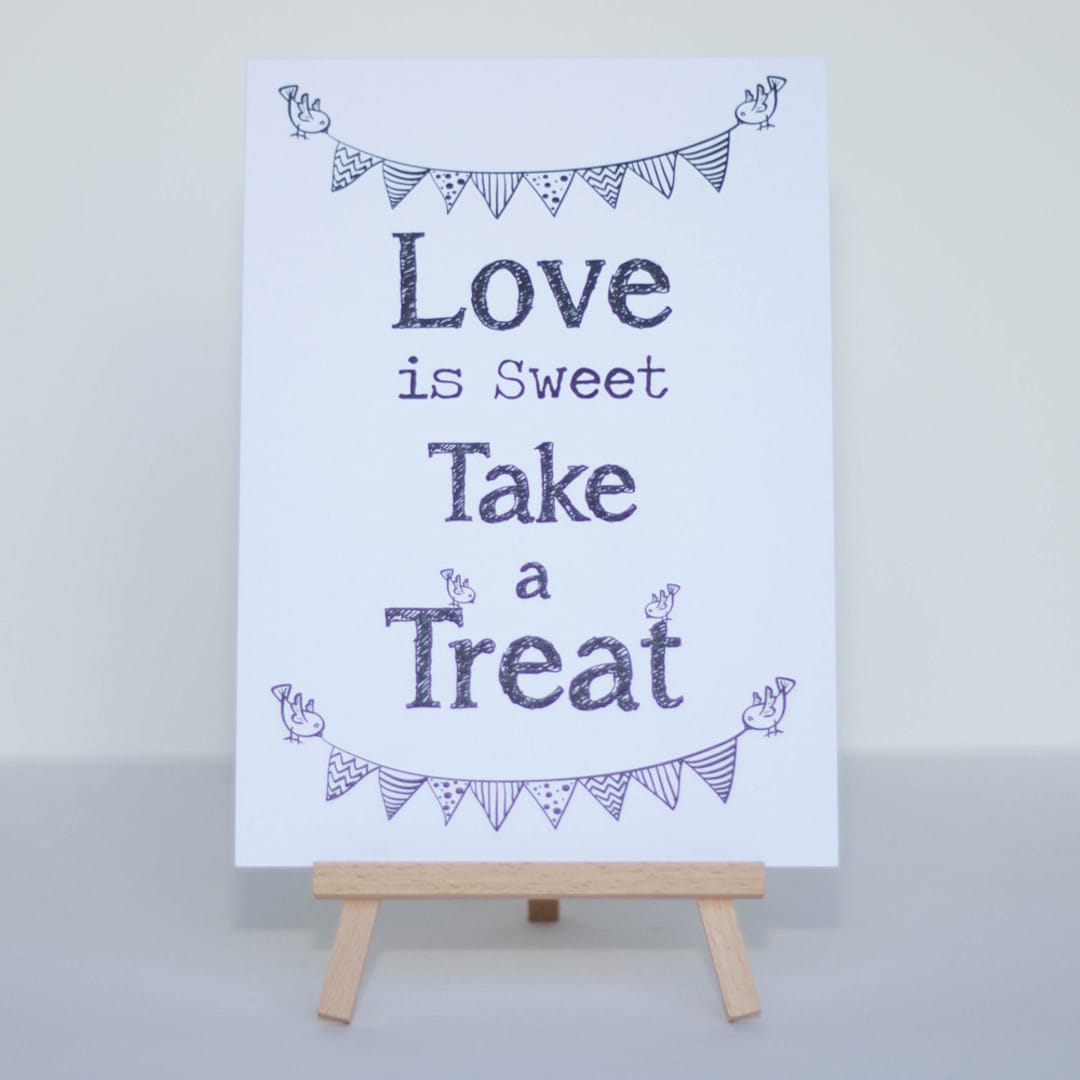 Love is Sweet Sign and Easel, Candy Sweet Bar Sign White Love is Sweet ...