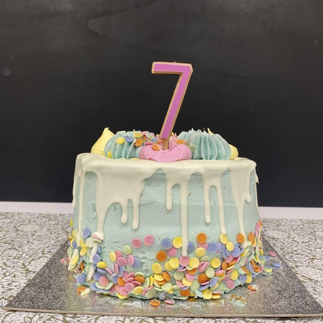 Number 7 Birthday Cake Topper, Wood and Acrylic Cake Decoration, Age ...