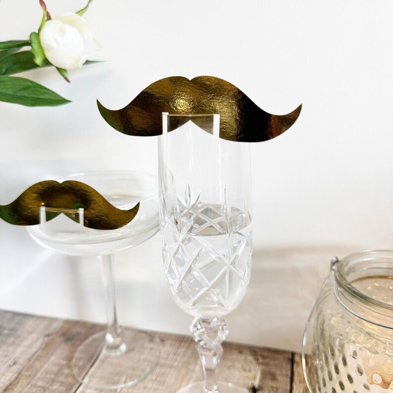 10 Moustache Drink Toppers, Novelty Movember Glass Decorations, Glass ...