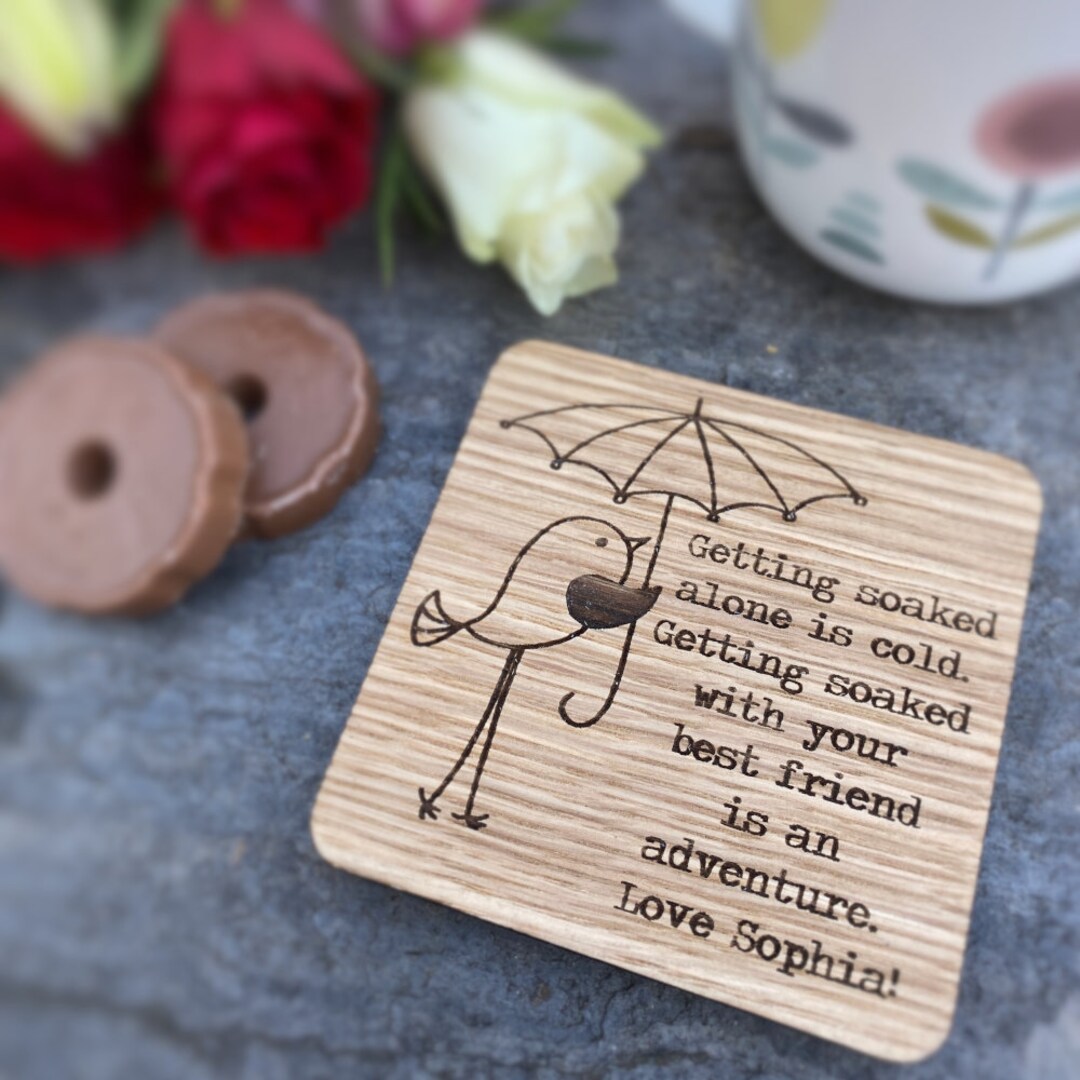 Wooden Personalised Coaster Best Friend, Oak Veneer Coaster for Friends ...