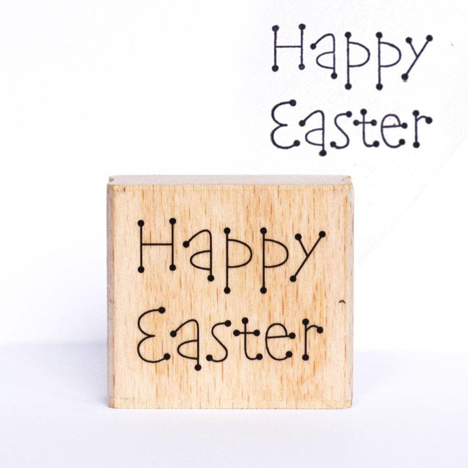 Happy Easter Wooden Rubber Ink Stamp Easter Stamp Childrens - Etsy
