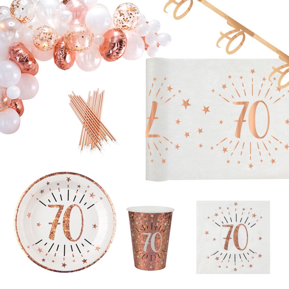 Rose Gold 70th Birthday Supplies 70th Party Tableware and - Etsy UK