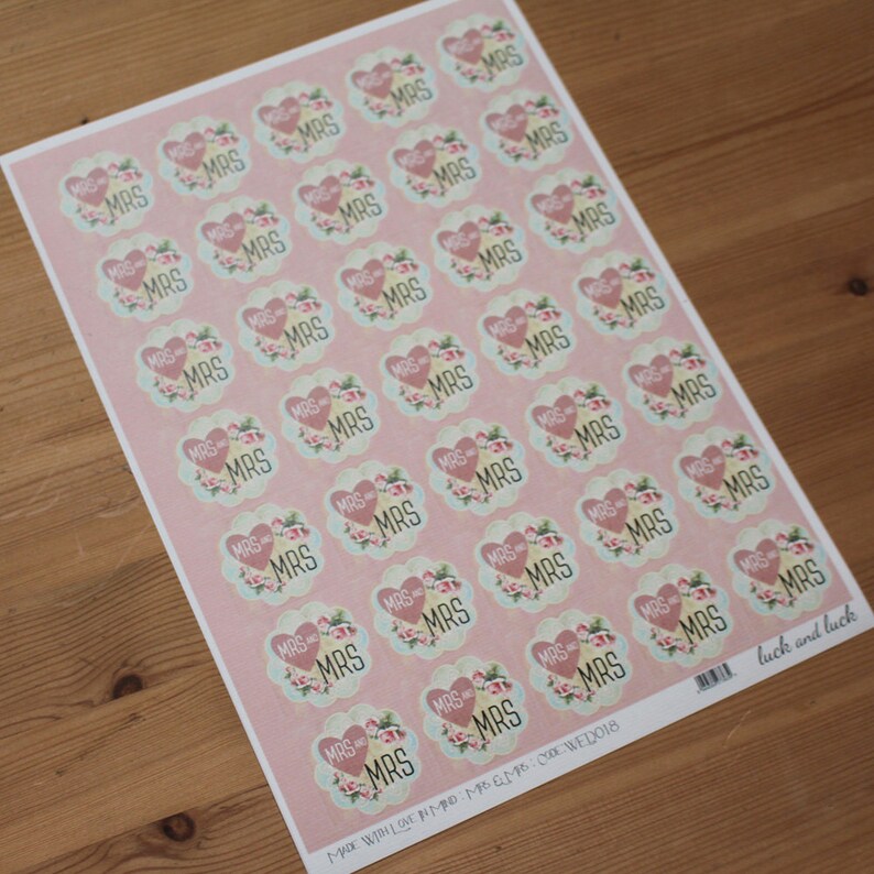 35 Floral MRS Wedding Stickers Square Pink MRS Stickers Hen - Etsy