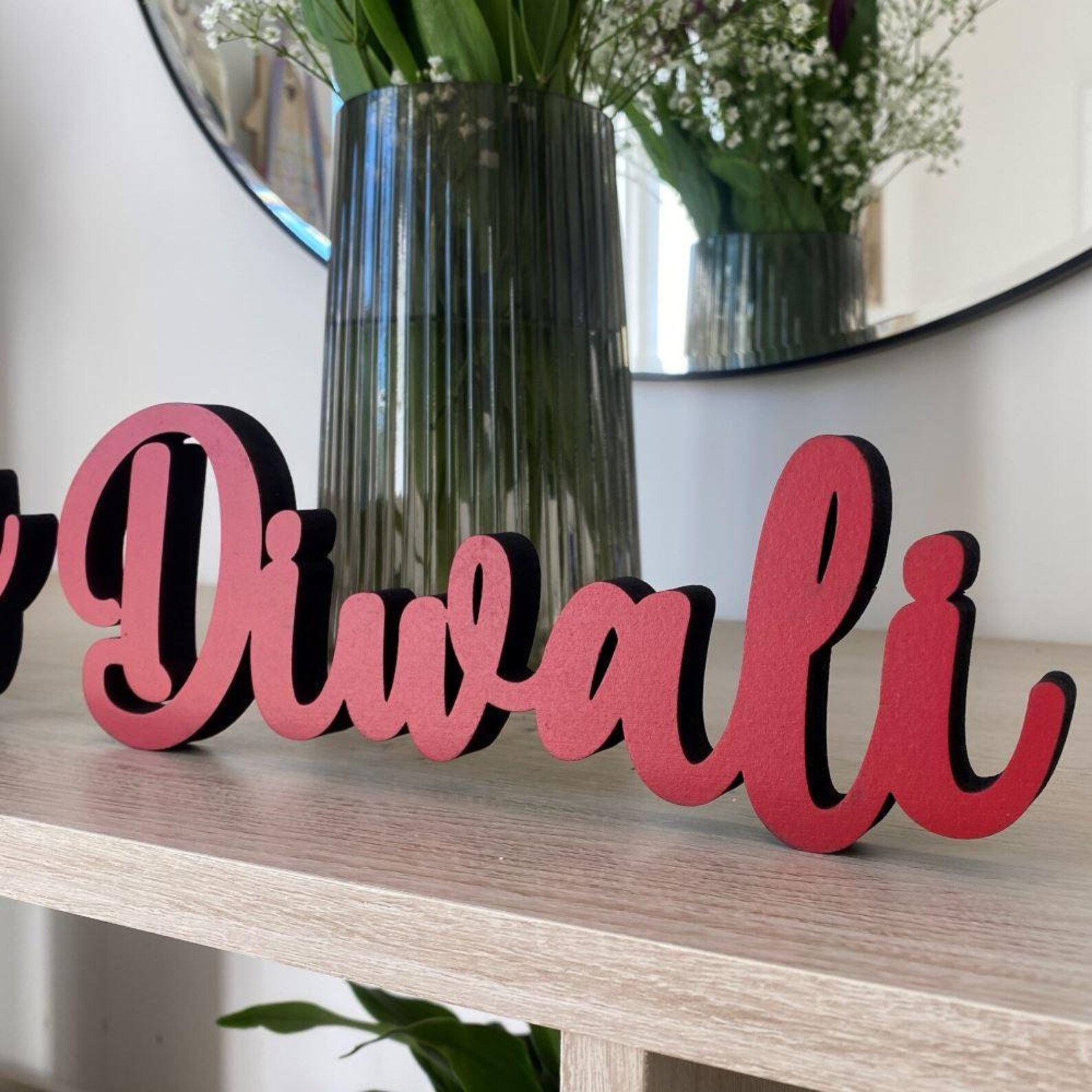 Wooden Happy Diwali Sign Decoration, Hinduism Jainism Sikhism ...