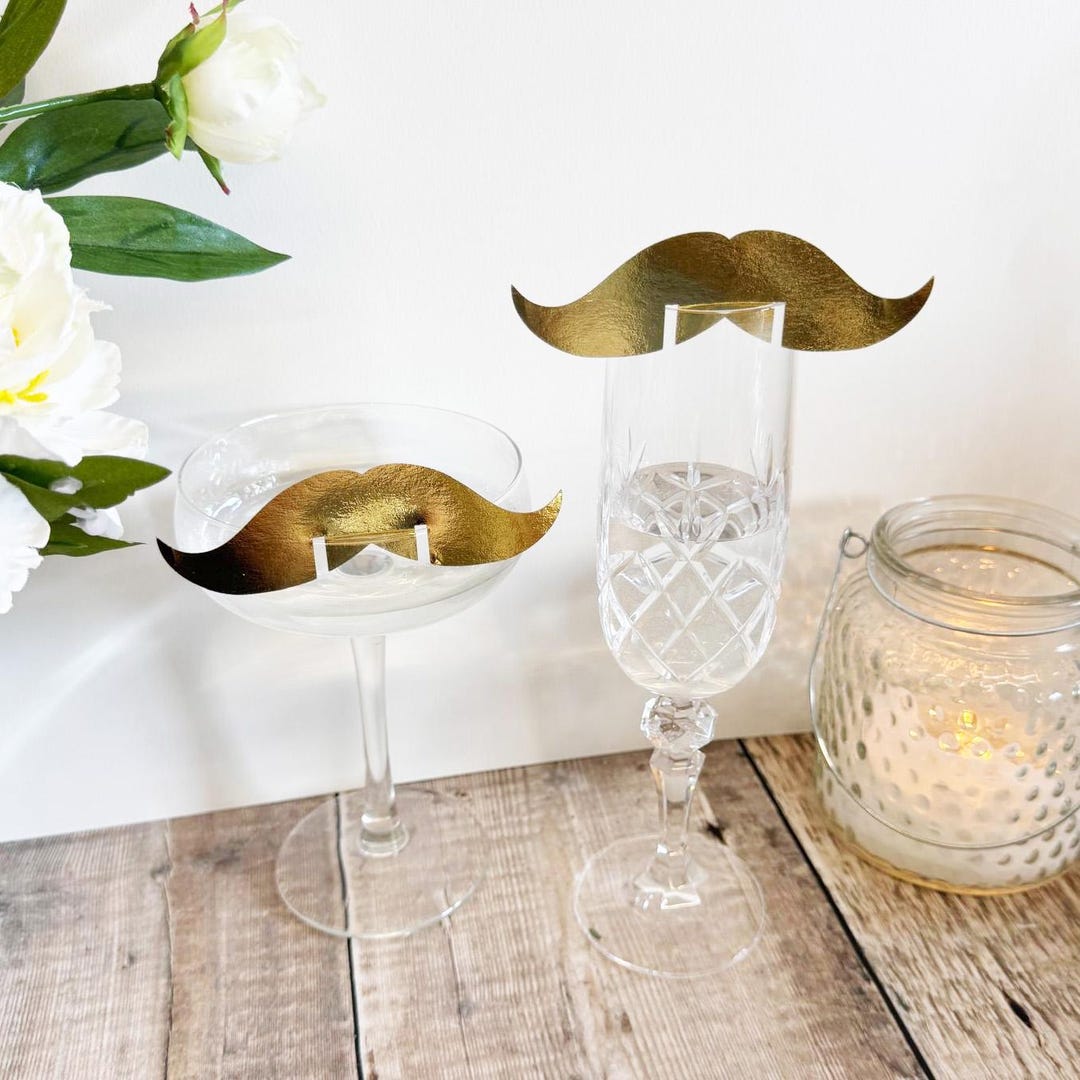10 Moustache Drink Toppers, Novelty Movember Glass Decorations, Glass ...