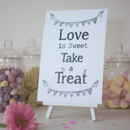 Love is Sweet Sign and Easel Candy Sweet Bar Sign White Love - Etsy