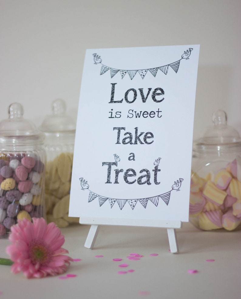 Love is Sweet Sign and Easel Candy Sweet Bar Sign White Love | Etsy UK