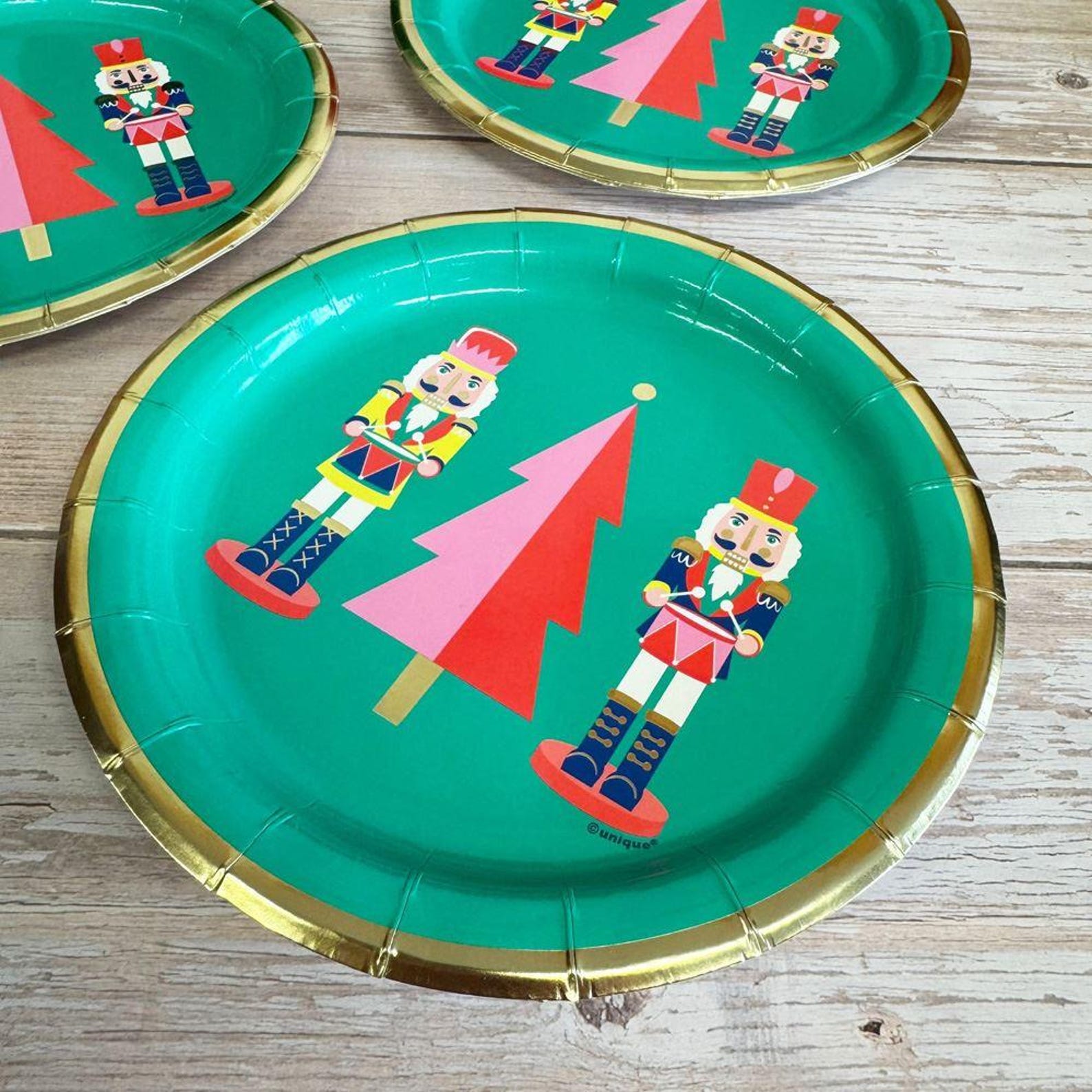 8 Vibrant Small Christmas Nutcracker Dessert Plates, Holiday Partyware ...
