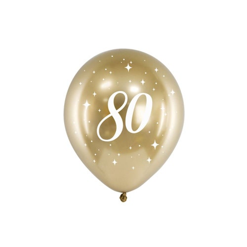 6 Glossy Gold 80th Birthday Party Balloons Gold Birthday - Etsy