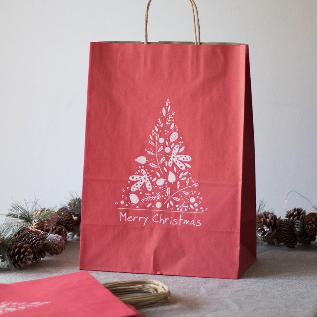 6 Handled Red Christmas Gift Bags, Red Merry Christmas Gift Bags ...