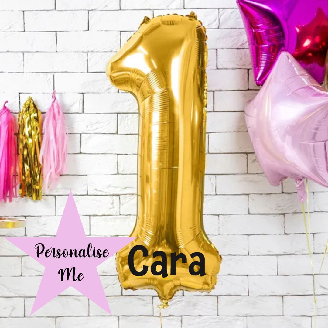 Personalised Jumbo Gold Number 1 Balloon, Birthday Age Balloon With ...