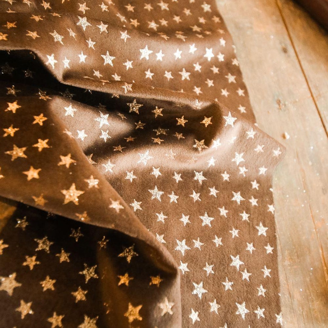 Chocolate Brown Velvet Table Runner With Stars, Luxury Festive Table ...