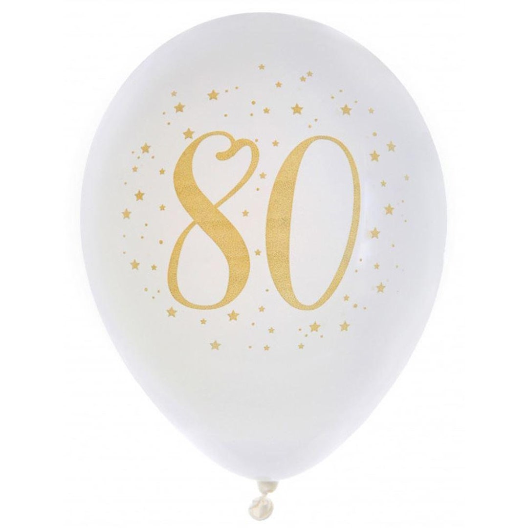 8 Gold Age 80 Balloons, 80th Birthday Party Balloons, 80th Party ...