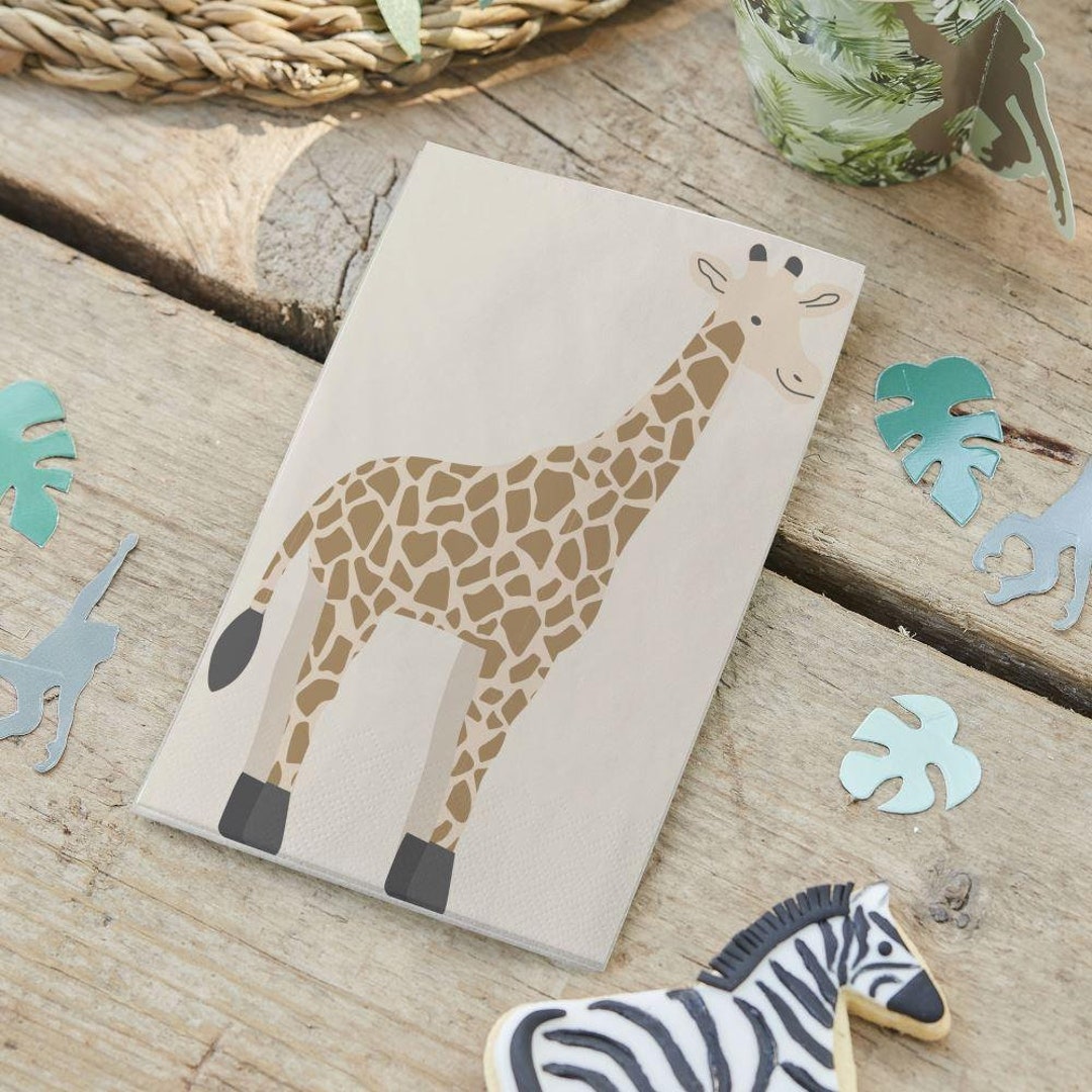 16 Animal Paper Napkins Giraffe, Childrens Jungle Birthday Party ...
