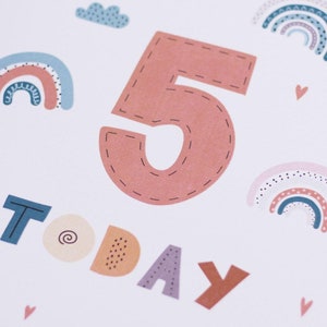 Rainbow 5th Birthday Table Sign, Rainbow Girls Birthday Sign, 5 Today ...