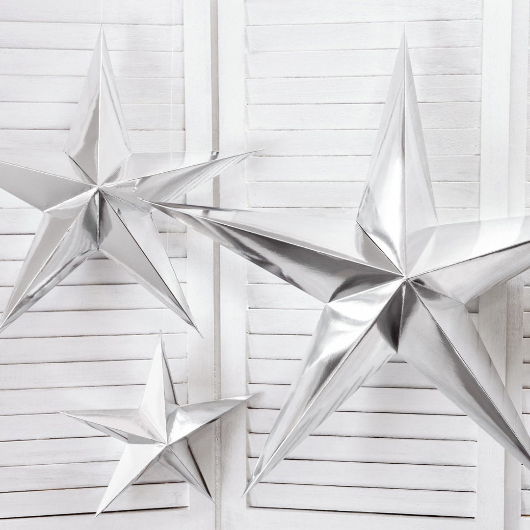 One Silver Paper Hanging Star Decoration, Christmas Hanging Stars ...