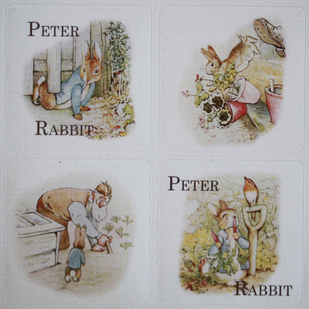 35 Peter Rabbit Stickers, Beatrix Potter Sticker Sheet, Birthday Party ...