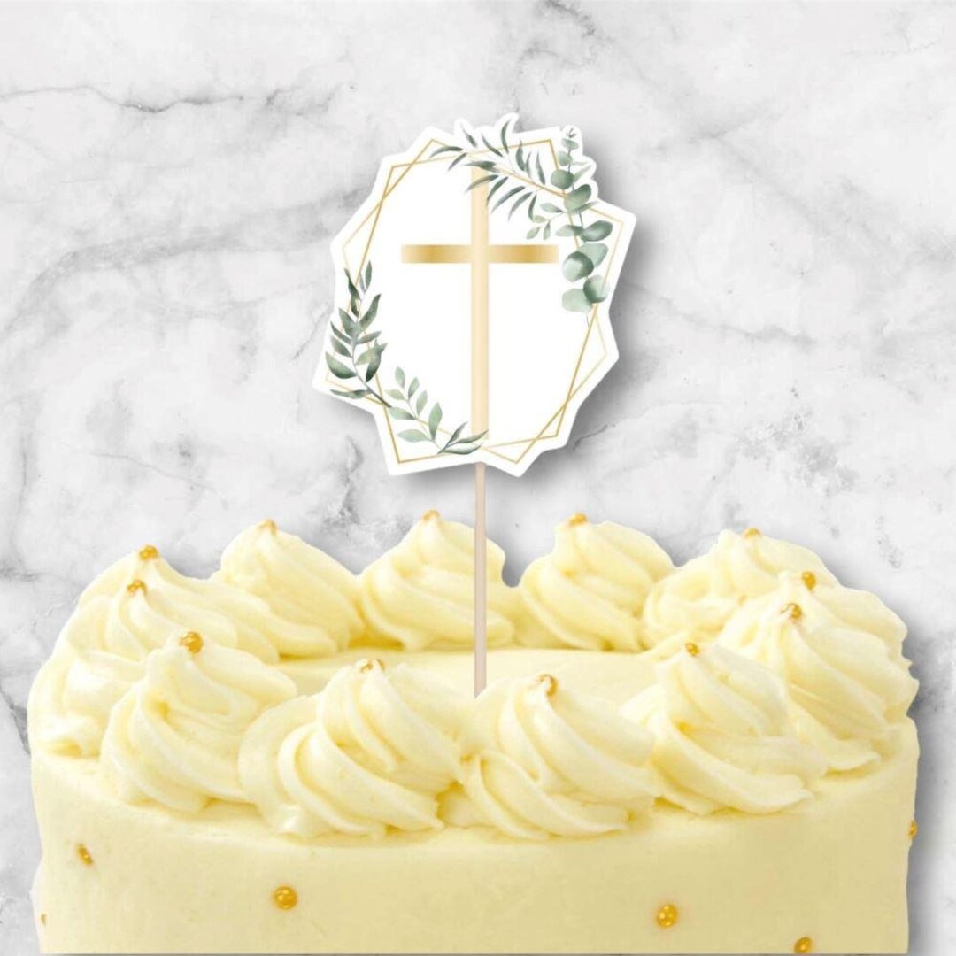 Golden Cross Cake Topper, Communion Cake Decoration, Baptism Cake ...