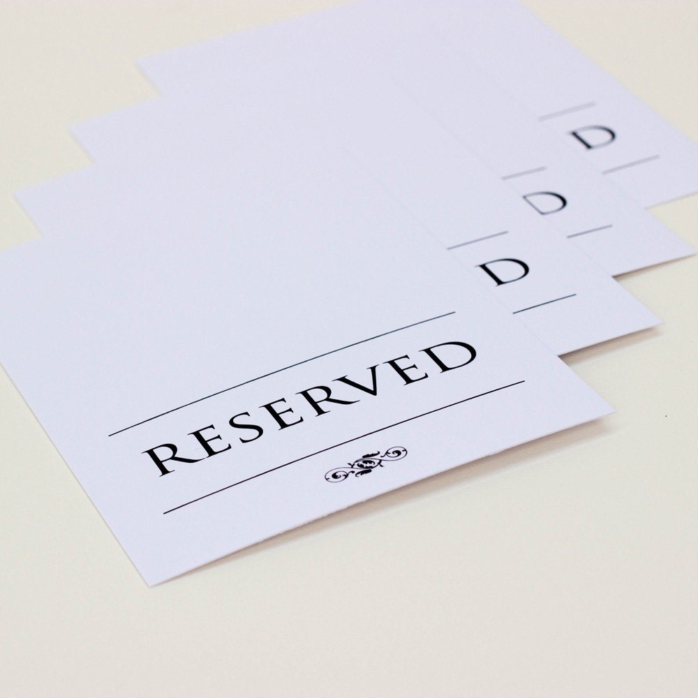 4 Reserved Wedding Place Card Reserved Sign Traditional - Etsy UK