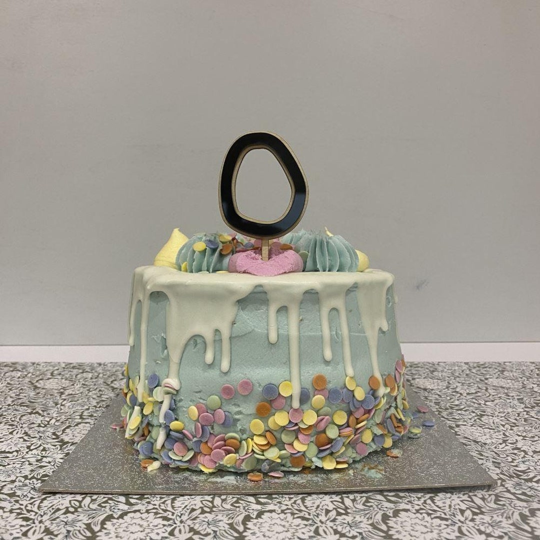 Number 0 Birthday Cake Topper, Wood and Acrylic Cake Decoration, Age ...