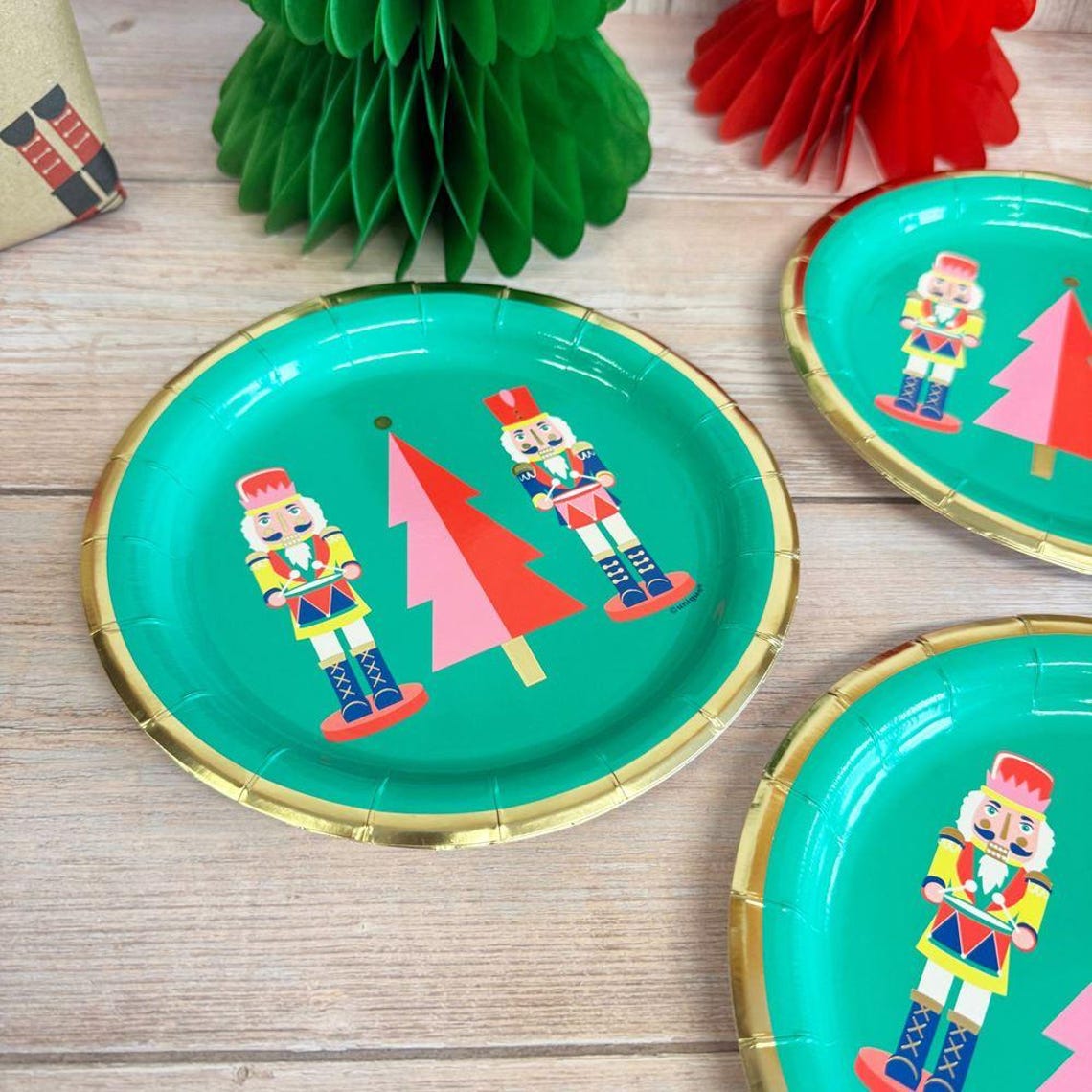 8 Vibrant Small Christmas Nutcracker Dessert Plates, Holiday Partyware ...
