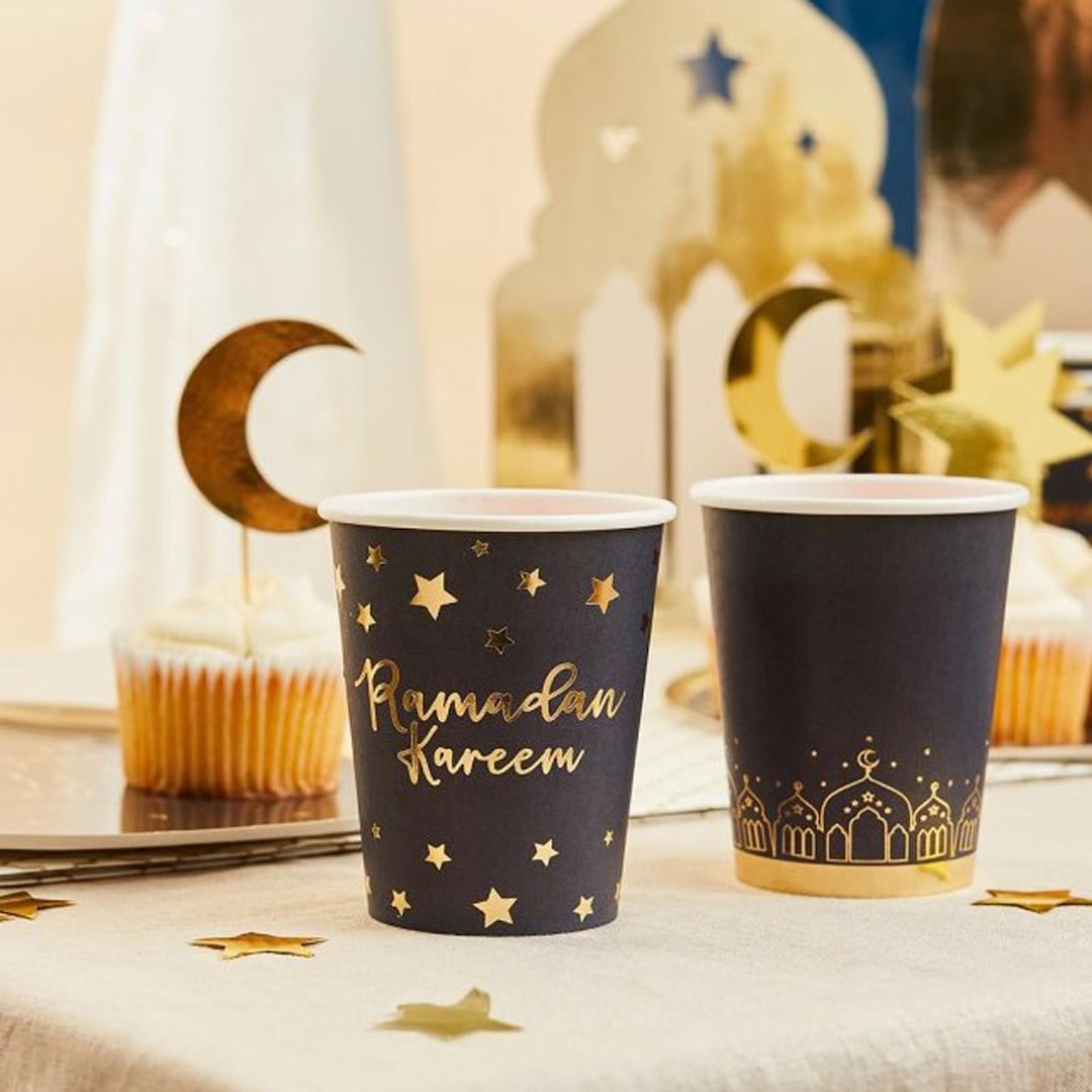 8 Ramadan Kareem Paper Cups, Eid Party Tableware, Festive Disposable ...