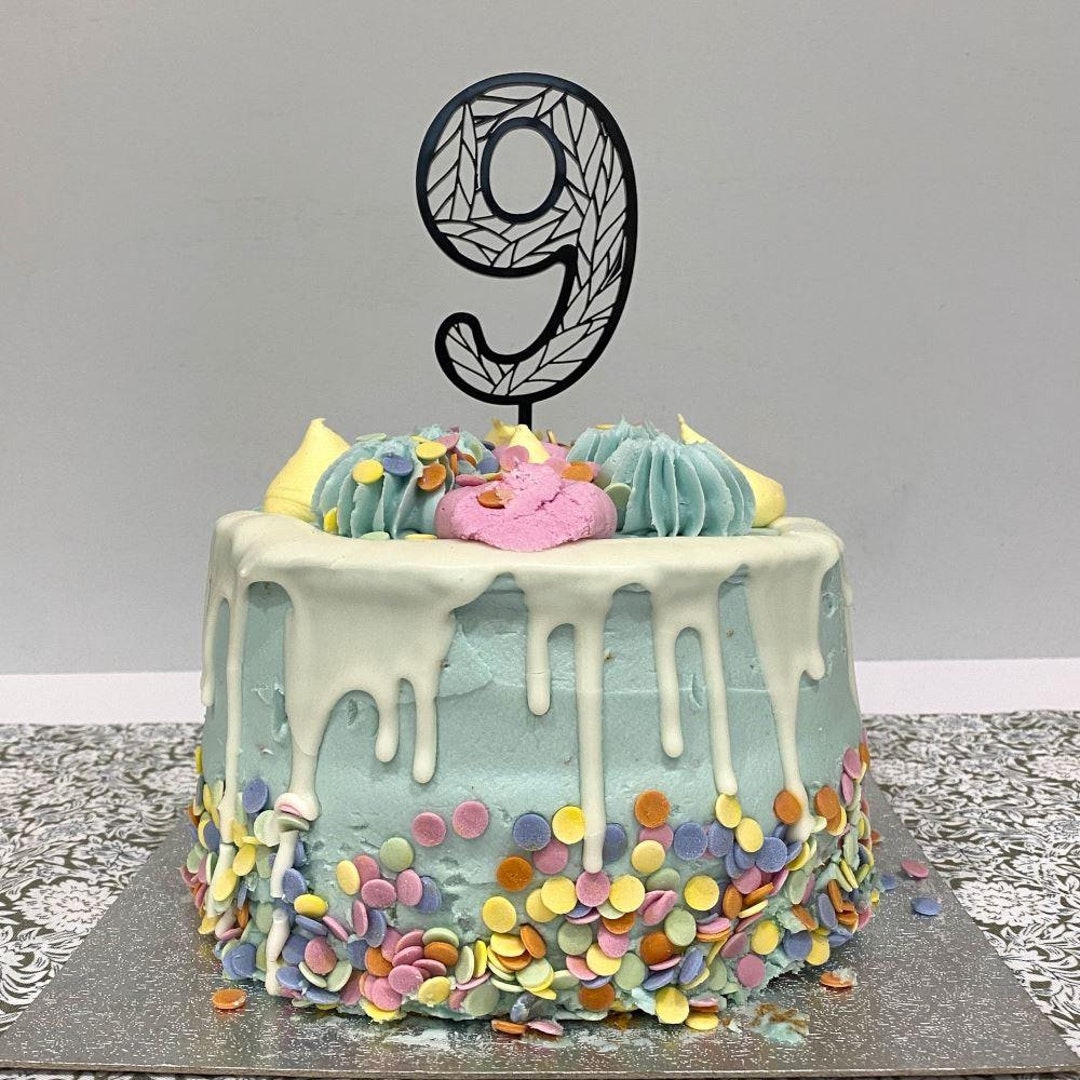 Geometric Acrylic Birthday Number 9 Age Cake Topper, Customisable ...