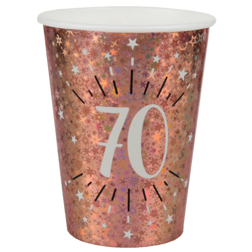70th Birthday Party, Rose Gold 70th Birthday Tableware, 70th Birthday ...