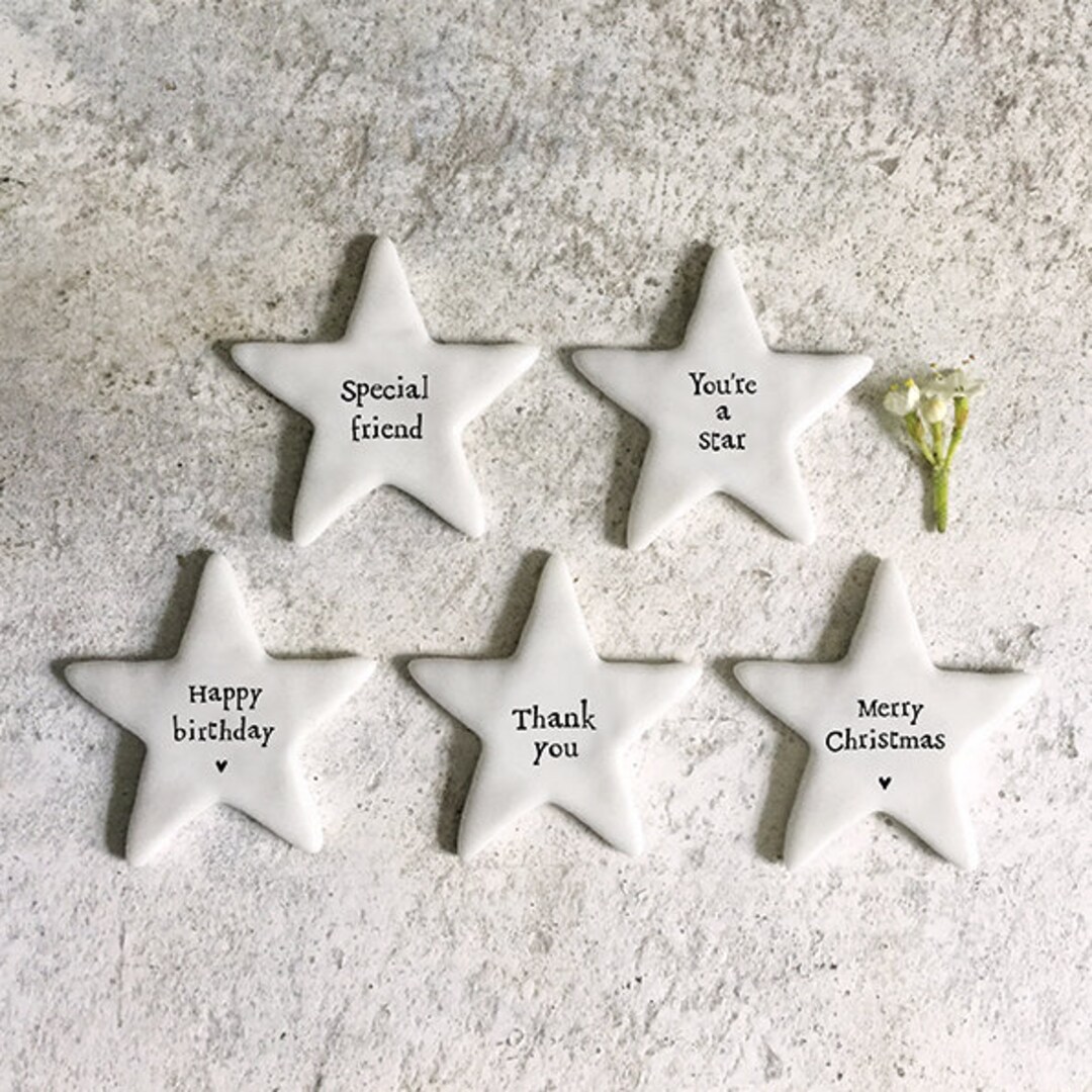 Tiny Porcelain Star Token With Words, Gift Token, Keepsake Gift, Mini ...