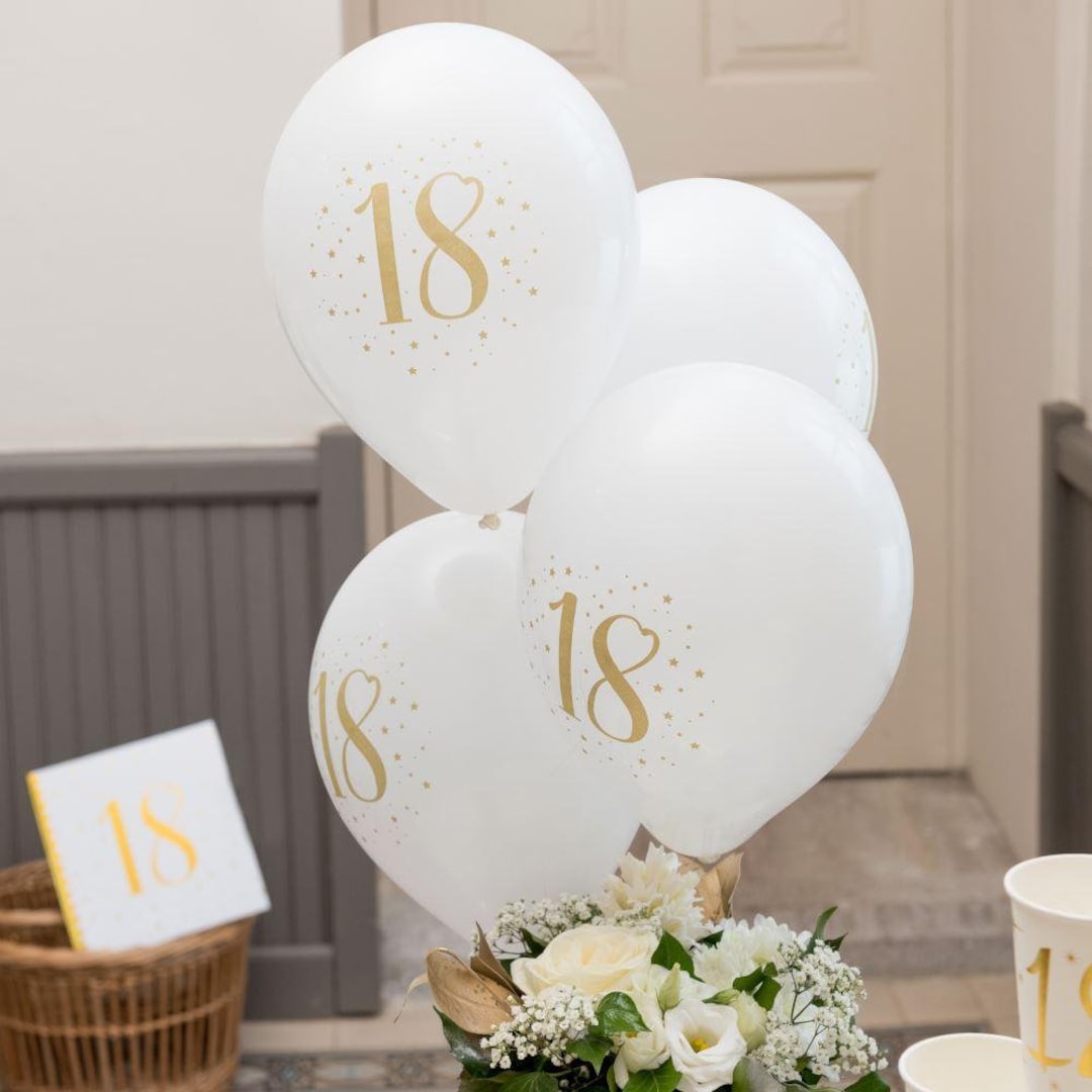 8 Gold 18th Birthday Balloons, Age 18 Balloon Decorations, 18th ...