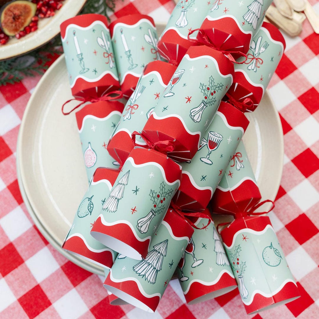 6 Elegant Green Christmas Crackers – Holiday Party Favors, Festive ...