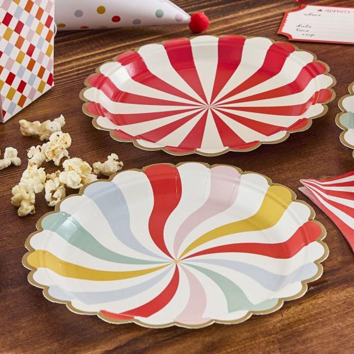 8 Circus Theme Party Paper Plates, Funfair Theme Birthday, Circus ...