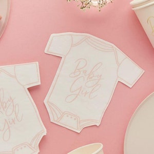 16 Pink Baby Girl Napkins, Baby Shower Tableware, Baby Grow Design Pink ...