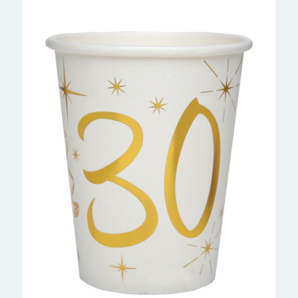 10 Gold 30th Birthday Paper Cups, Age 30th Birthday Party Cups, Gold ...