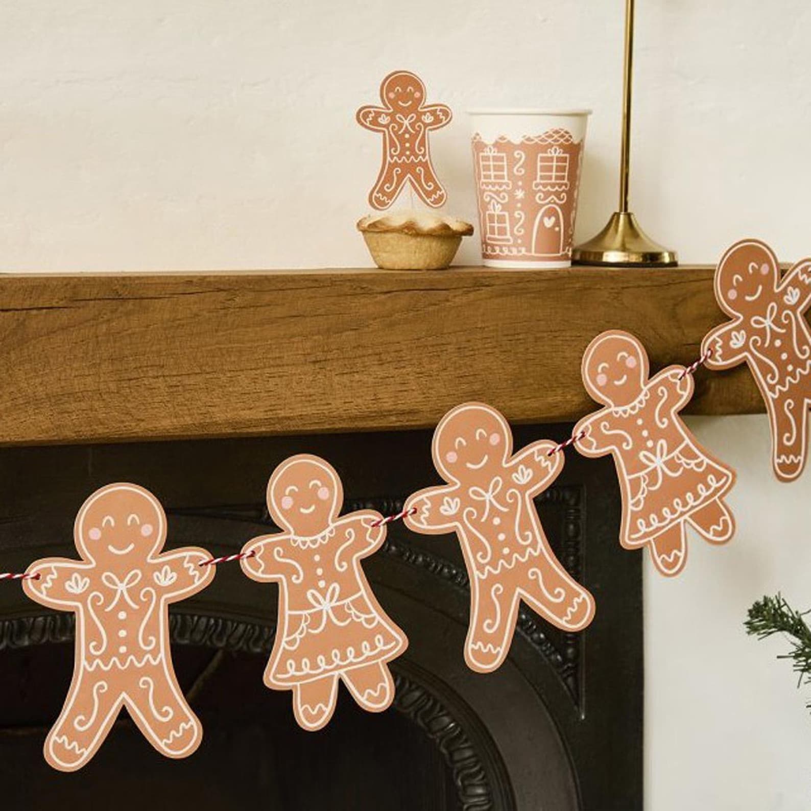 Gingerbread Friends Christmas Garland – Brown Holiday Party Decoration ...