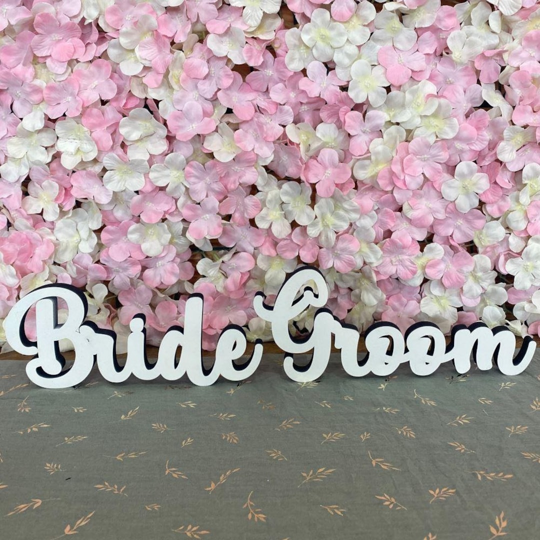 Customisable Bride and Groom Wooden Standing Signs, Wedding Top Table ...