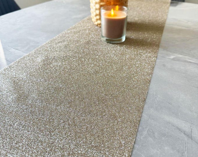 Gold Glitter Table Runner, Christmas Sparkle Table Covering, Gold Party ...
