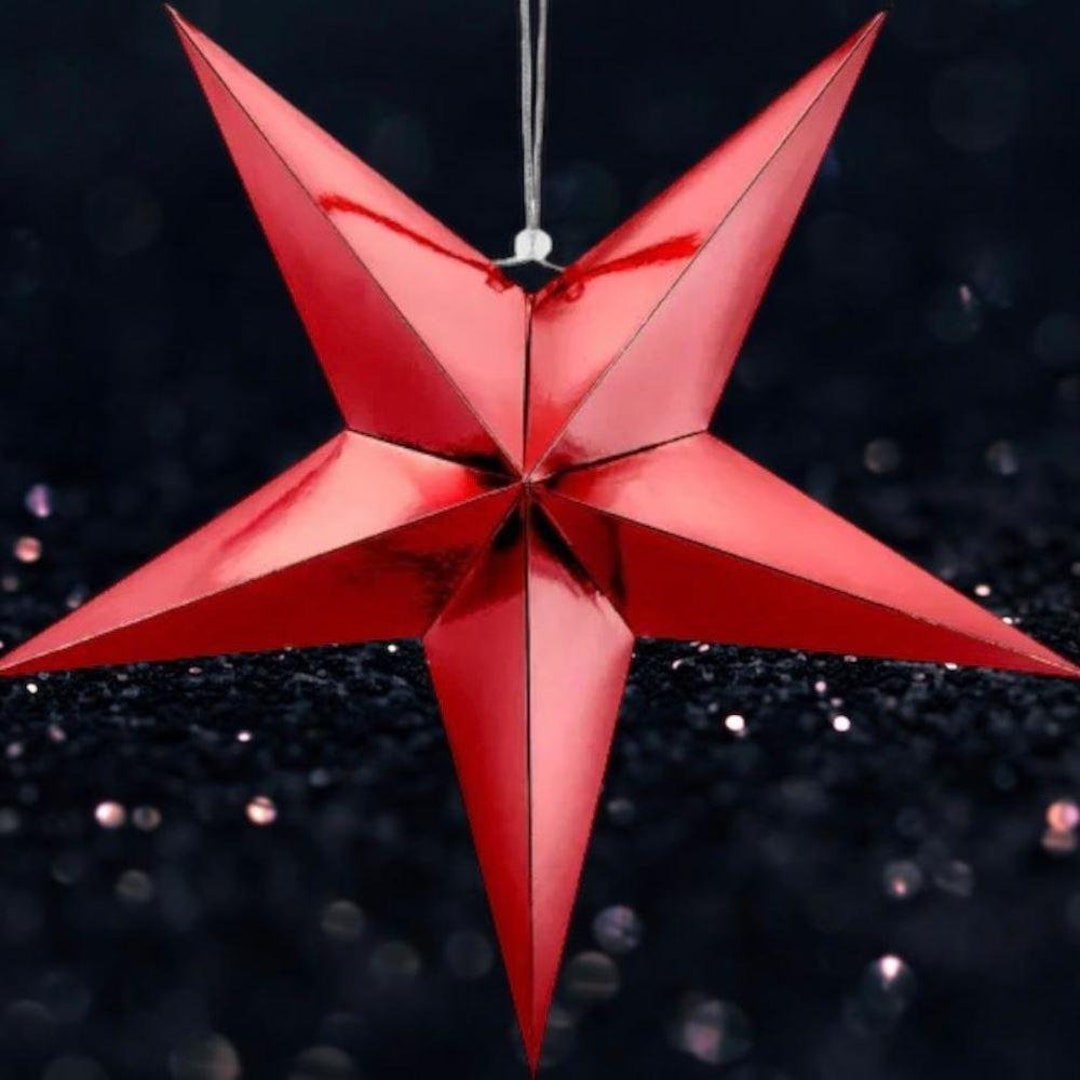 Red Paper Hanging Star Decoration, Christmas Red Star Decorations, Red ...
