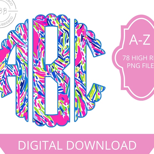 Exotic Lace Preppy Monogram PNG Monogram Alphabet Pack - Etsy