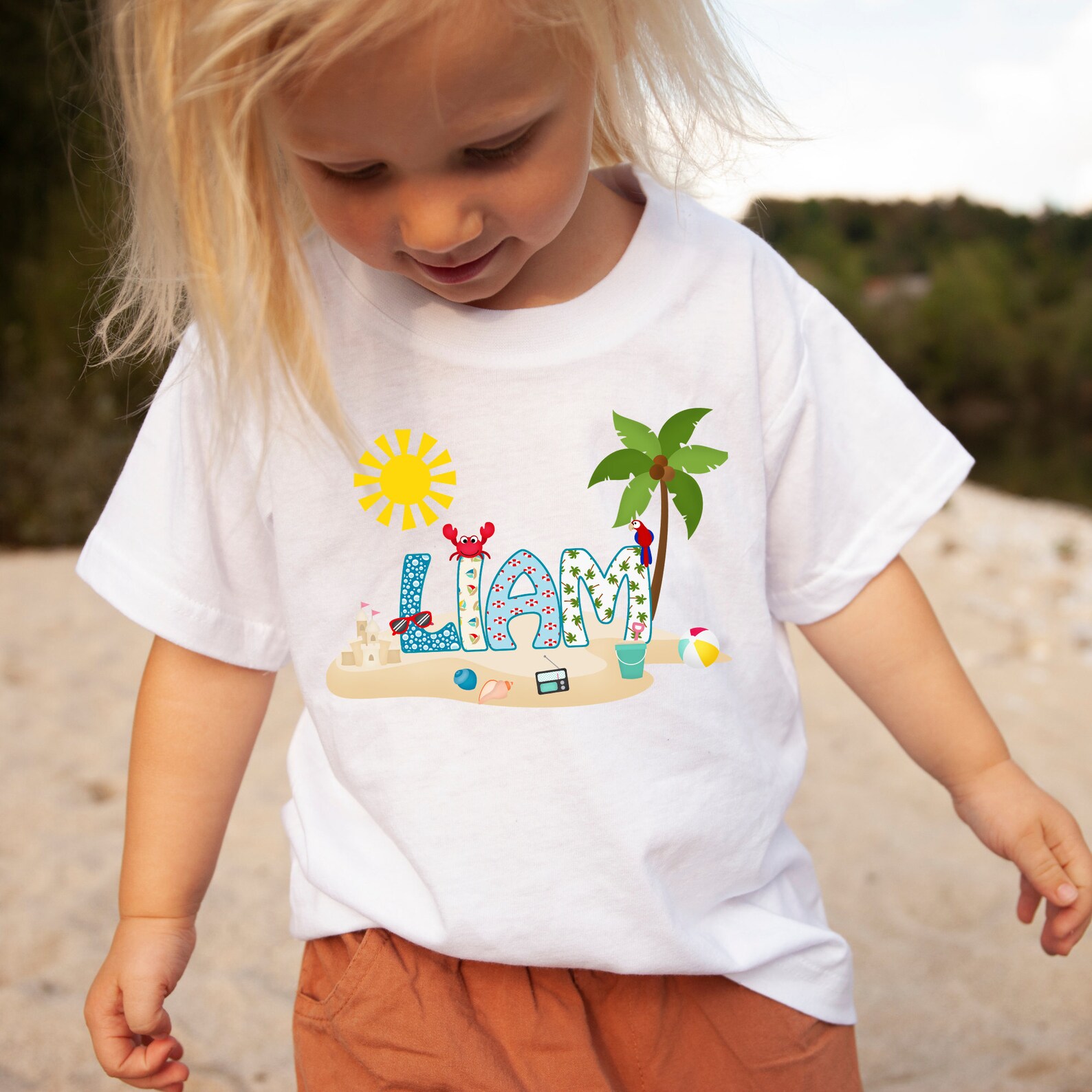 Personalized Beach Tee || Boy & Girl Options || Beachy Toddler Tee ...