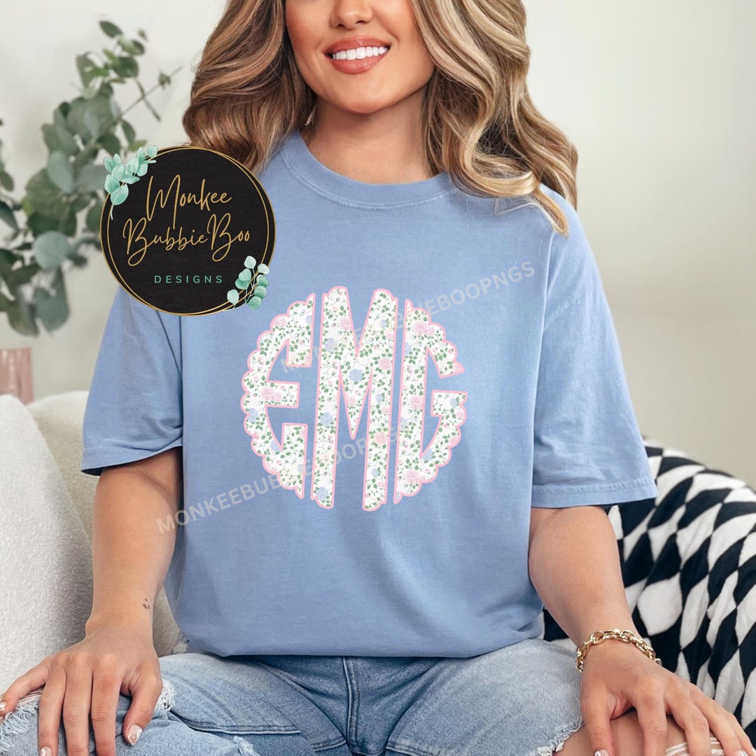Preppy Monogram Shirt, Comfort Colors,monogram Shirts, Floral Monograms ...