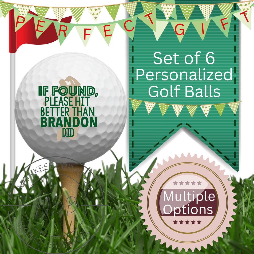 Set of 6 Customized Golf Balls, Gift for Golfer, Funny Golf Balls ...