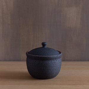 Japanese Shigaraki Ceramic Lidded Salt Pot - Charcoal (large) - Etsy