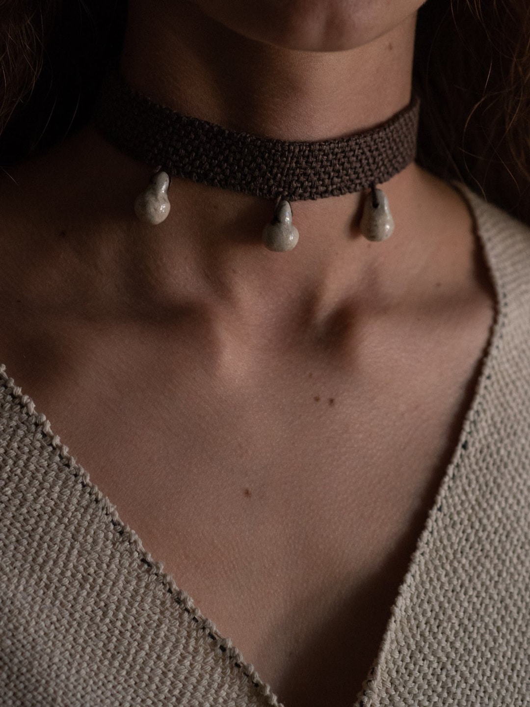 Handwoven Plain Weave Tri Drop Collar - Umber - Etsy