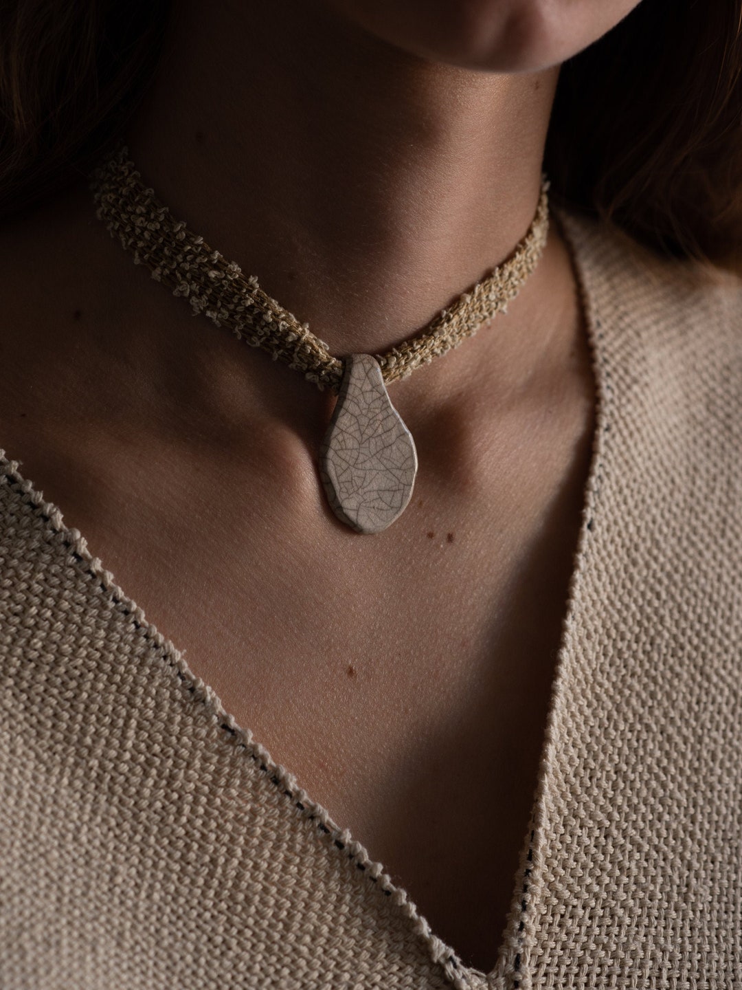 Handwoven Pendant Collar - Sage Curl - Etsy