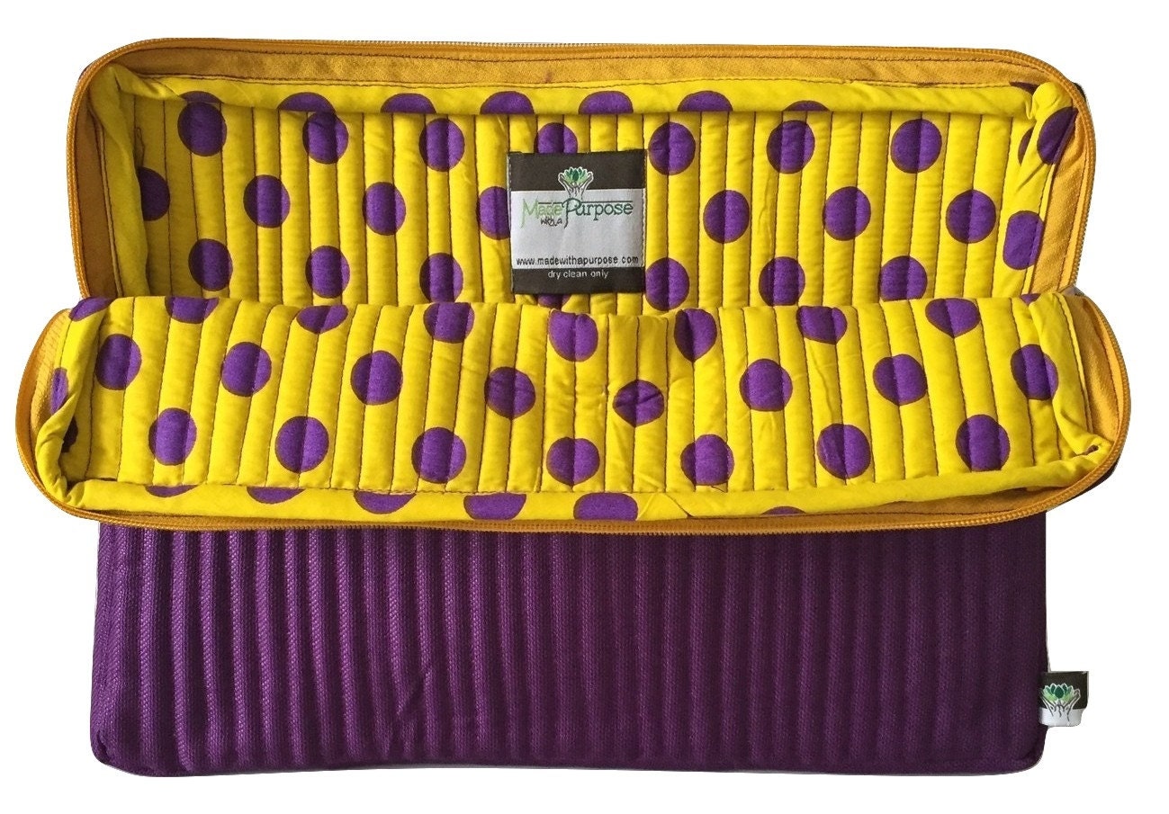 Whimsical Hand Stitched Purple+yellow Laptop Case With a Cause // Fair ...