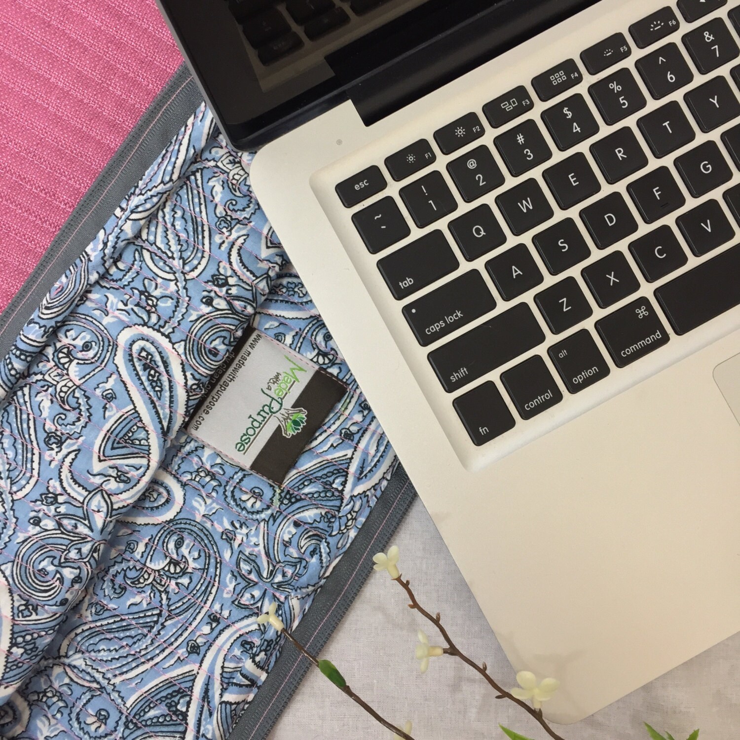 Hand-stitched Laptop Case With a Cause: Pink + Paisley // Gifts for Her ...
