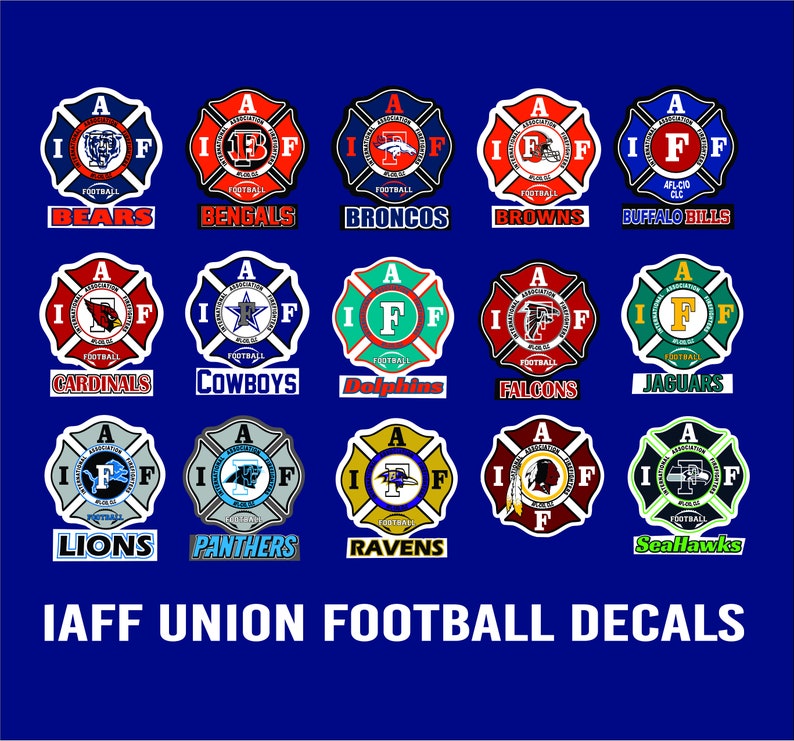 Firefighter Decals NFL - IAFF for Union Members - Stickers for Car ...