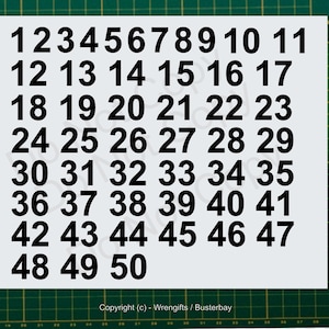1 - 50 Numbers Set of Vinyl Decals - Helmet, Sport,stickers- Select ...