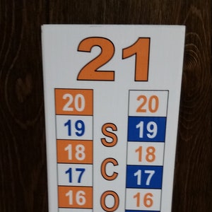 Cornhole - Horseshoe - Scoreboard Score Keeper Sign - Orange Dark Blue ...